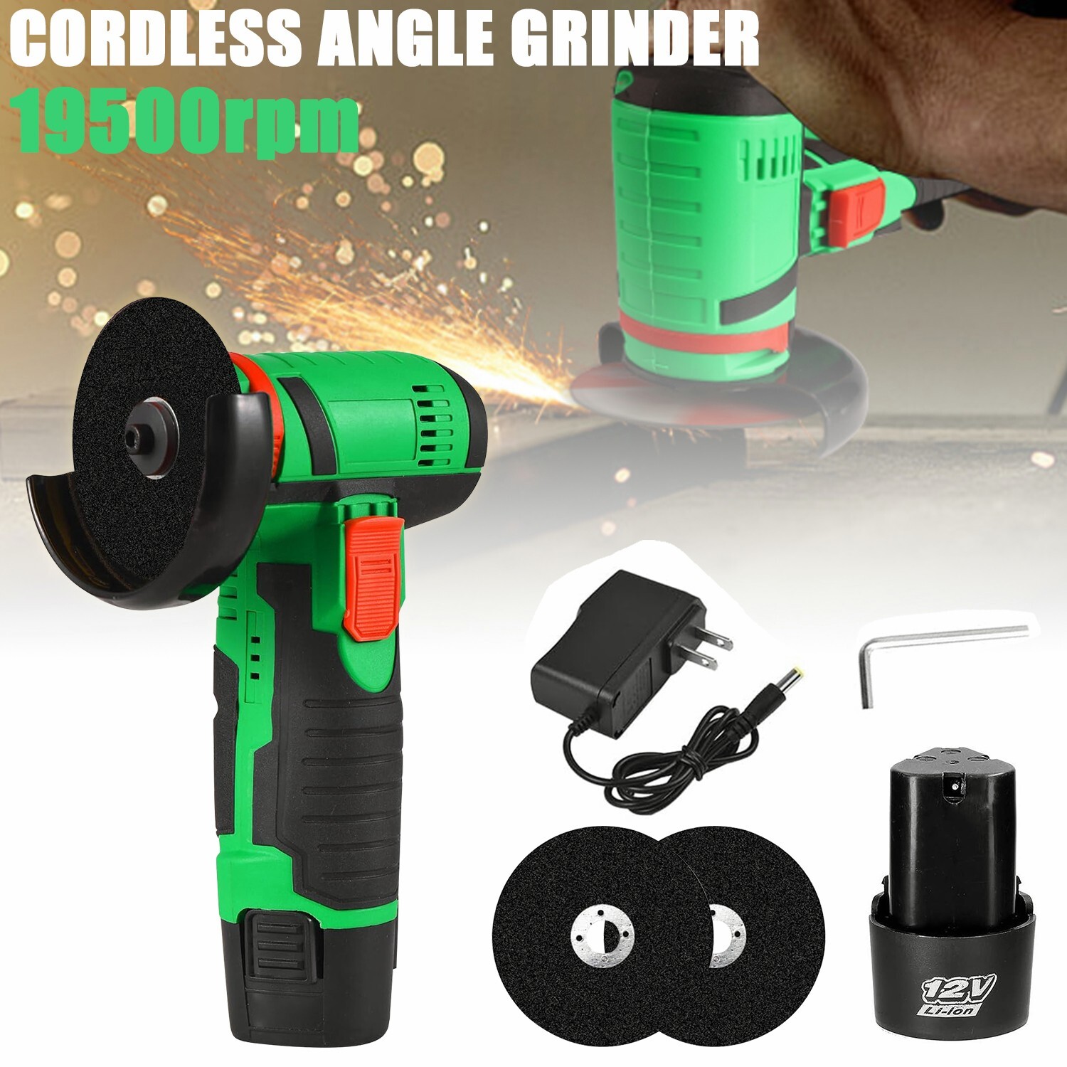 12V Angle Grinder Mini Cordless Brushless Polishing Grinding Machine ...