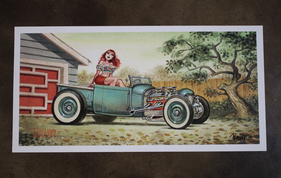 Out of Print Signed Keith WEESNER poster vtg 1929 Ford Hot Rod roadster ...