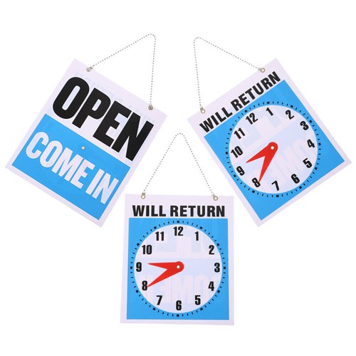 3 Pcs PVC Door Signs Portable Will Return Sign New Clock Sign Business ...