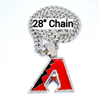 ARIZONA DIAMONDBACKS GEM NECKLACE Silver Bling MLB Hip Hop Pendant & 28 ...