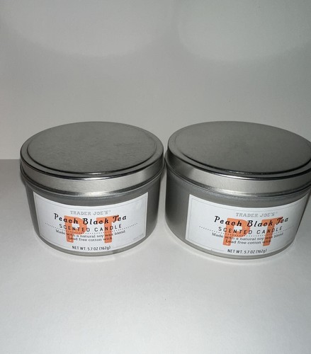 2 Pack Trader Joe's Peach Black Tea Soy Wax Blend Candle 5.7 oz NEW | eBay