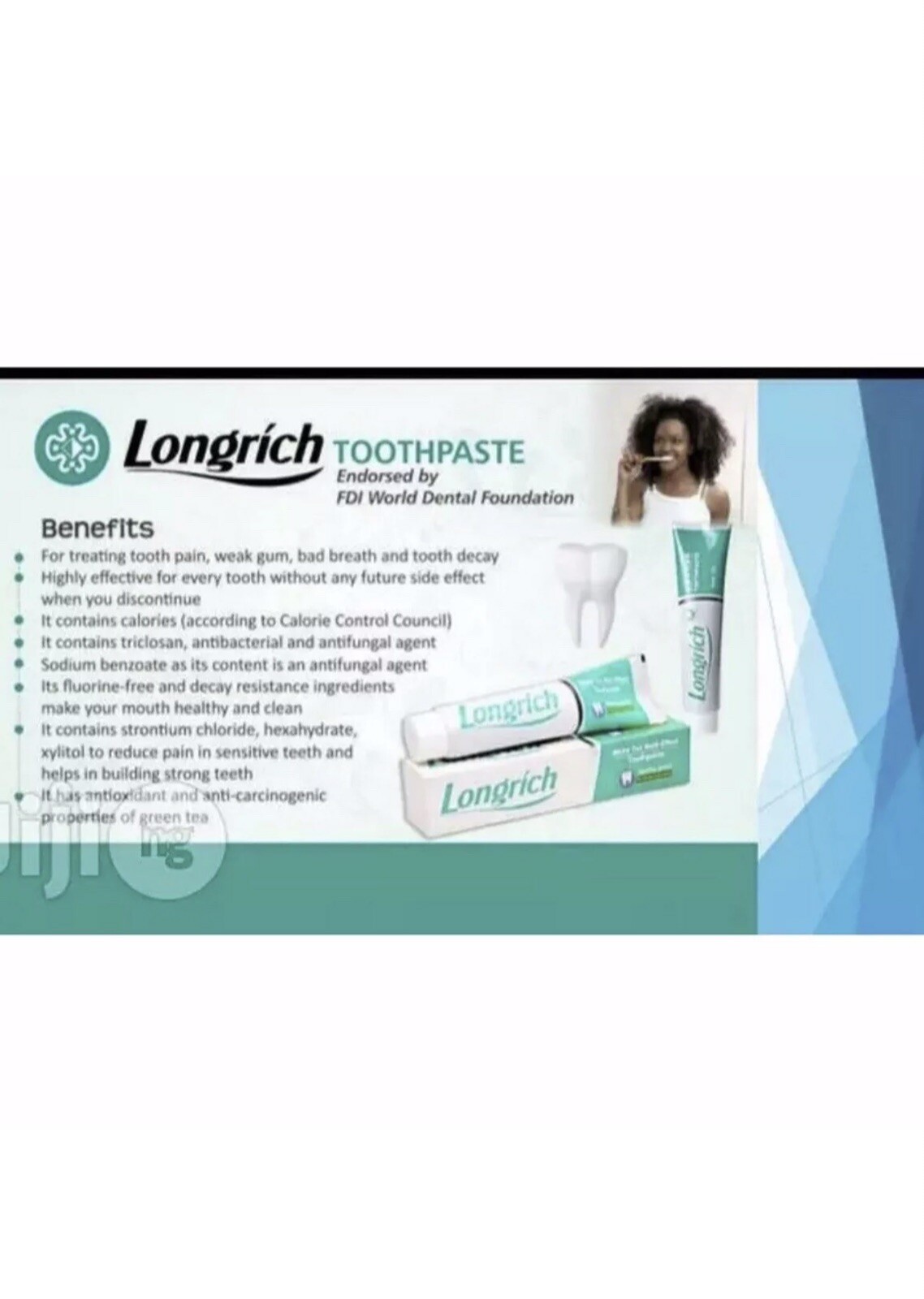 Longrich Toothpaste, White Tea Multi-Effect Toothpaste 1 Pack Jumbo ...