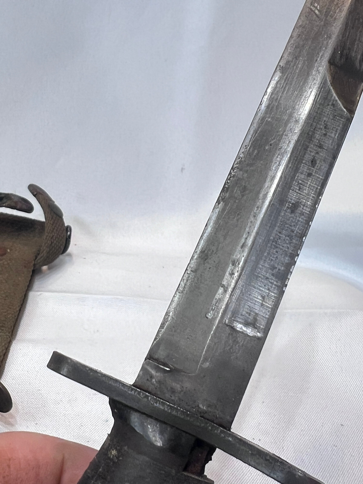 WW2 Fighting Knife Bayonet W/ Mismatched Scabbard Stacked Leather ...