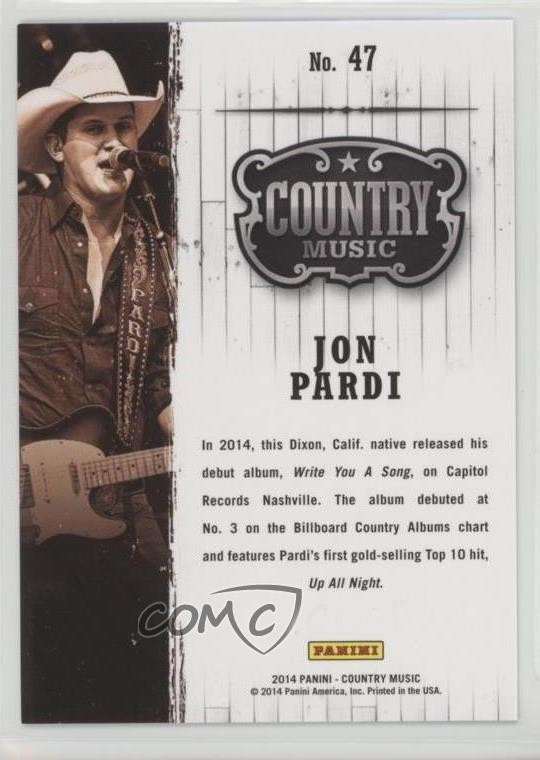2014 Panini Country Music Red /99 Jon Pardi #47 0p46 | eBay