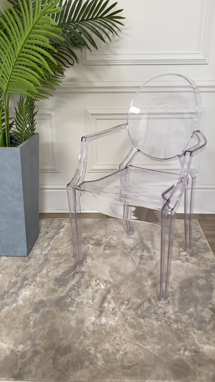 Niches ' Louis' Carver Transparent Ghost Chair Clear Dressing Arm ...