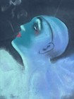 Large Pastel Painting Signed 1950s Pierrot Portrait Character Theater ...