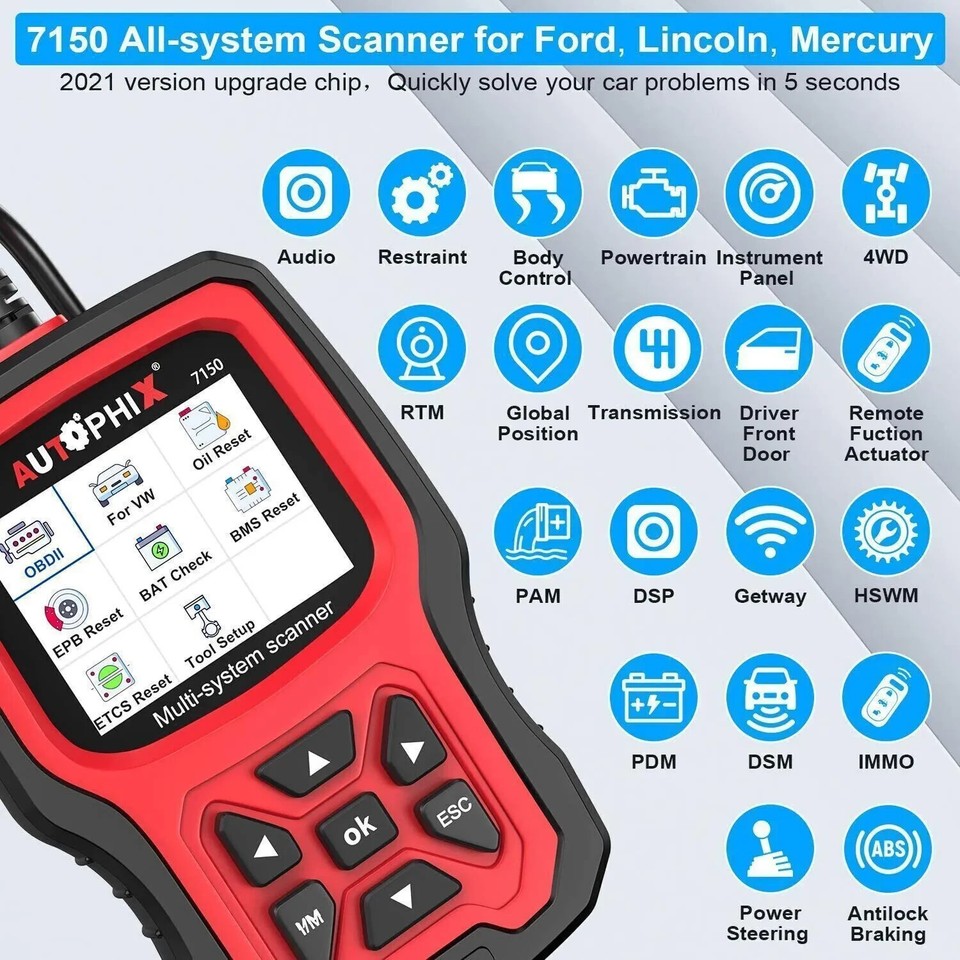 Ford Ranger 7150 Elite OBD2 Tool Full-Service Fault Scanner Reader ...