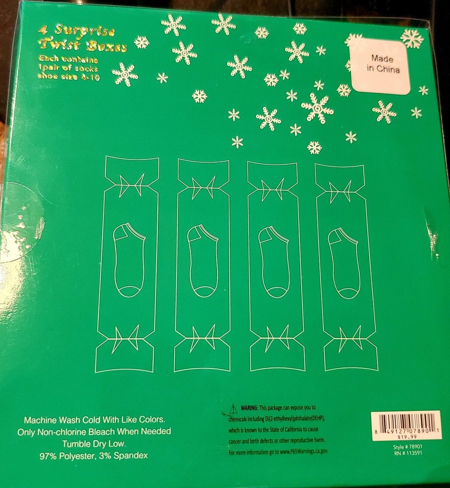 Sock Hub Surprise Twist Boxes Women's No-Show Socks 4 Pack- Assorted ...