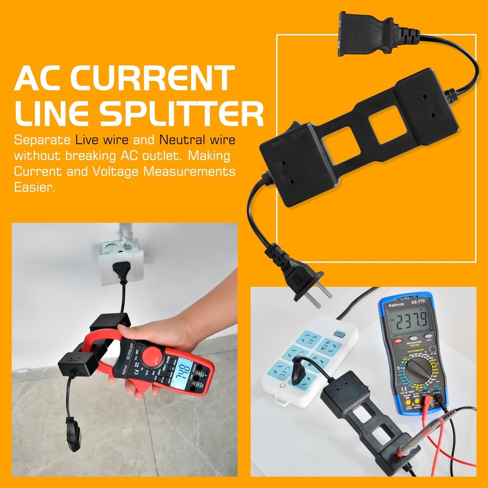 Kethvoz AC Line Splitter for Clamp Meter, 15Amp Power Splitter with ×1 ...