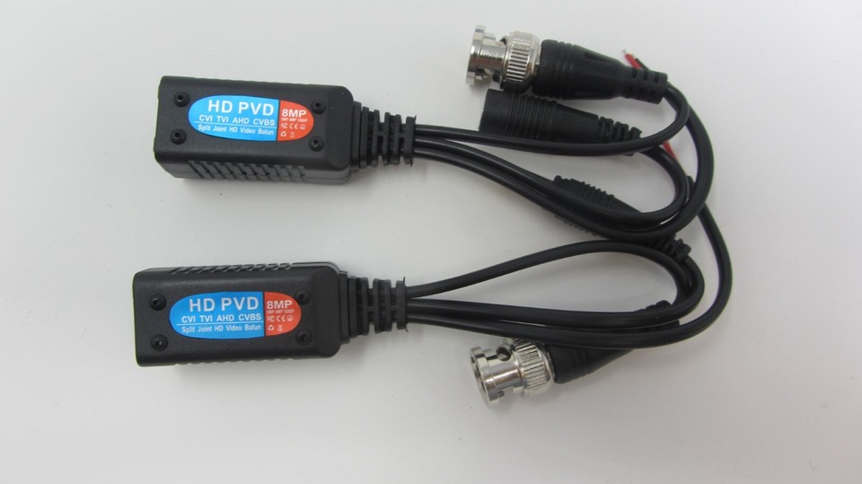 (1 Pair) BNC to RJ45 CAT5 Video +Data +Power Balun Connector for CCTV ...