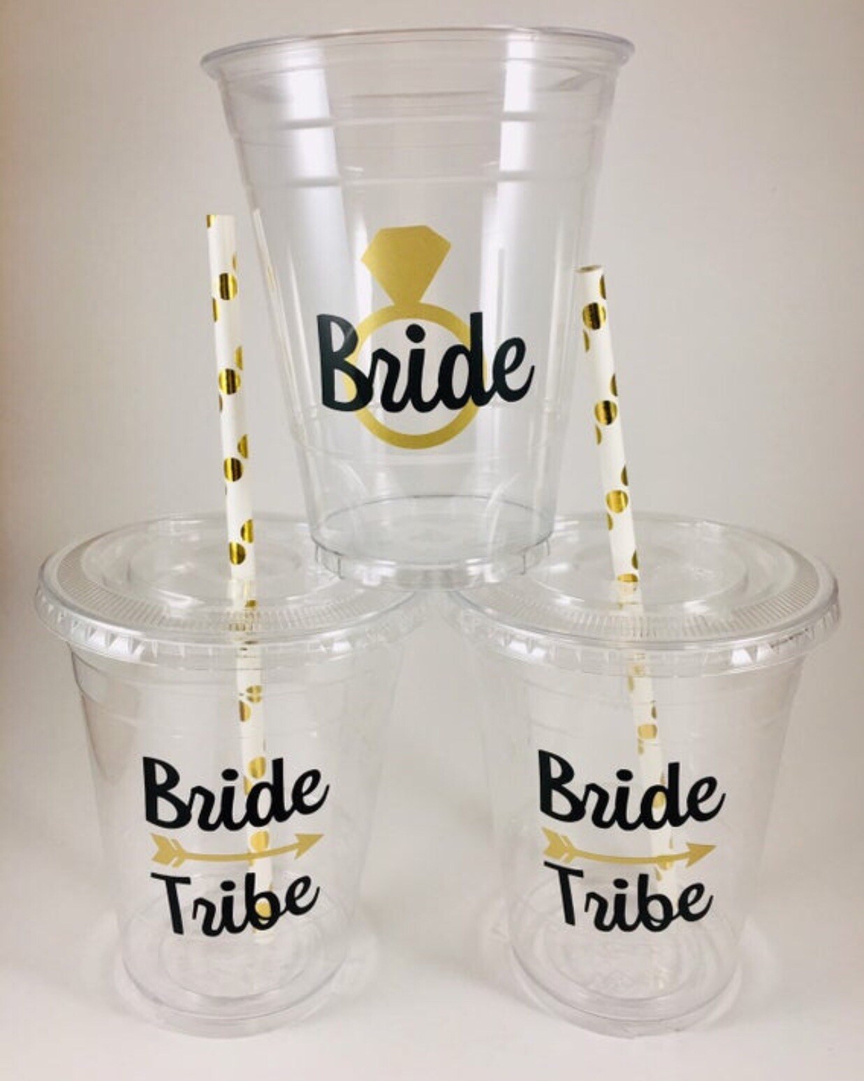 Bride Tribe Party Cups Set of 12 WITH Lids and Straws Bachelorette ...