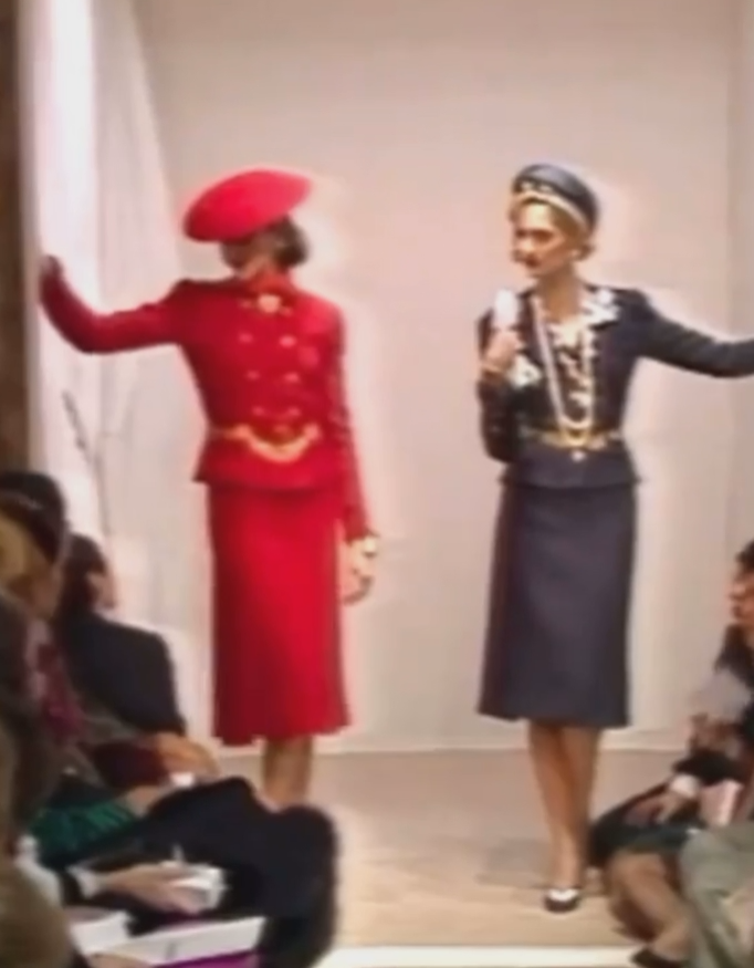 Chanel Haute Couture 1983 Karl Ecru White Gold Belted Tweed Jacket ...