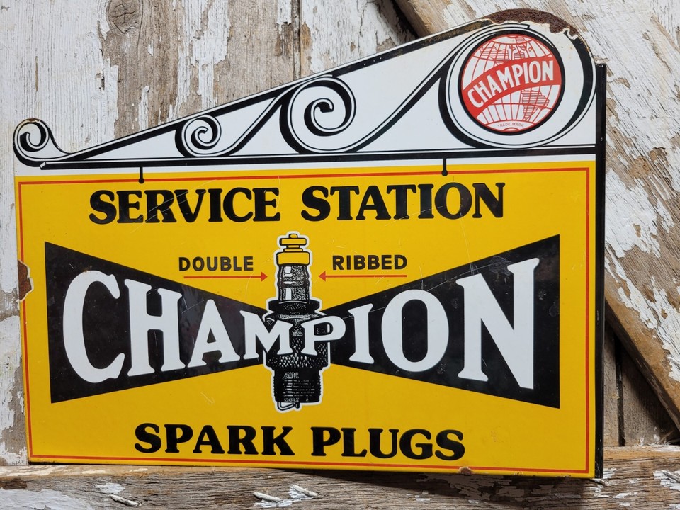 VINTAGE SPARK PLUG PORCELAIN FLANGE SIGN AUTOMOBILE ENGINE CAR TRUCK ...
