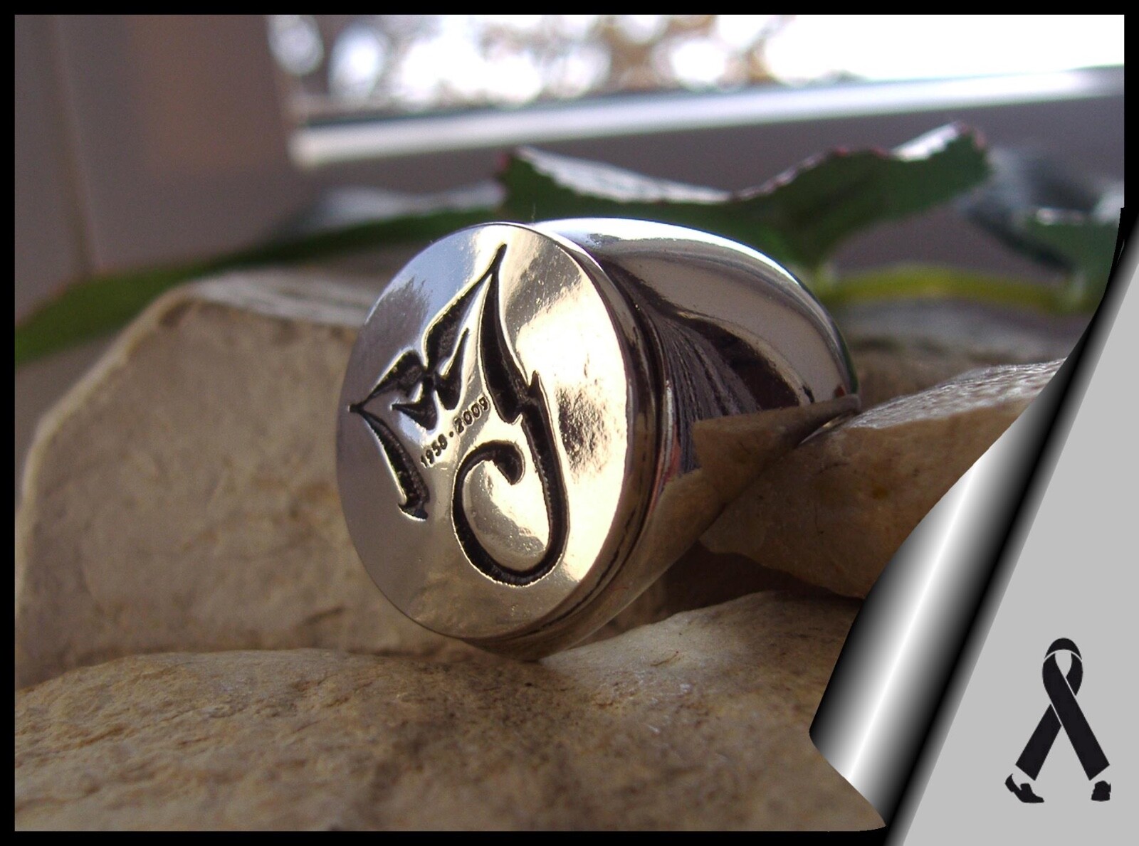 MICHAEL JACKSON SURGICAL RING MJ KING OF POP BAGUE PIN PATCH SILVER ...