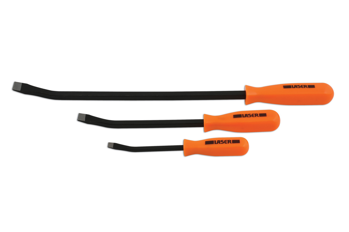 3 X BRIGHT ORANGE HANDLES COMFY GRIP PRY BAR CROWBAR SET 200mm 300mm ...