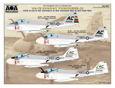 1/32 AOA Decals #32027 USN A-6A/E Intruders VA-75 Sunday Punchers | eBay