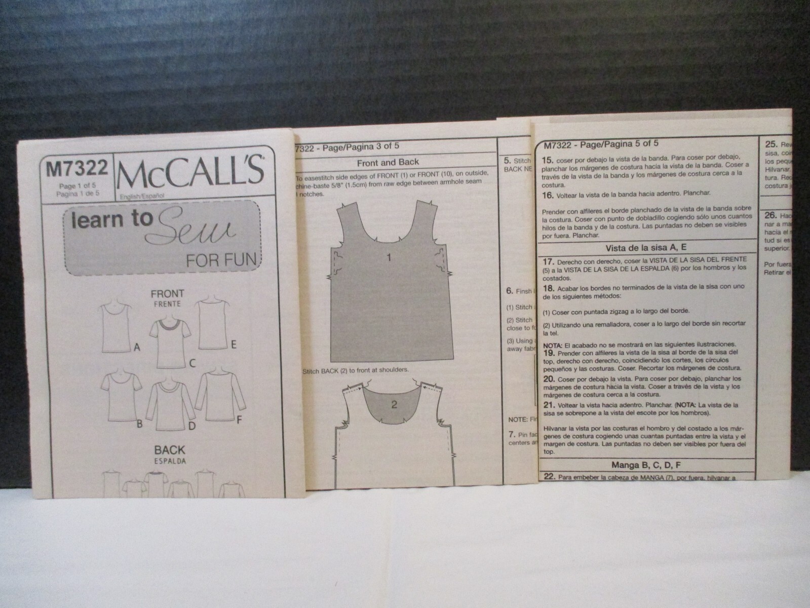 McCall's Pattern M7322 Miss Size L-XL-XXL (16-26) Tops Sleeve Neck ...