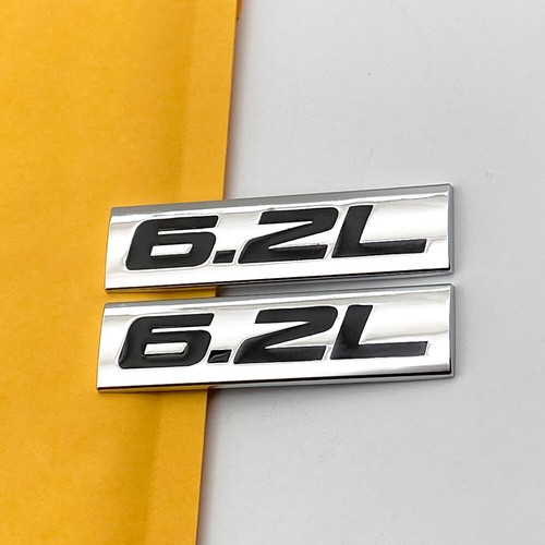 2x Chrome Black Metal Fender Trunk 6.2L Emblem V6 V8 Engine Logo 3D ...