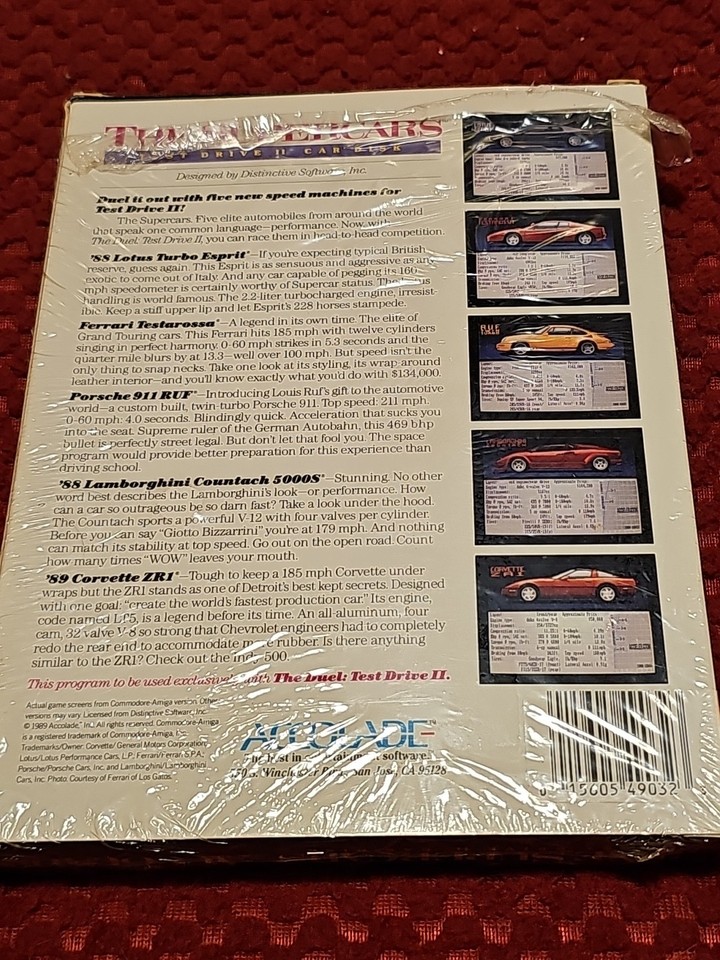 Commodore Amiga Game - Accolade Test Drive II Car Disk The Supercars ...