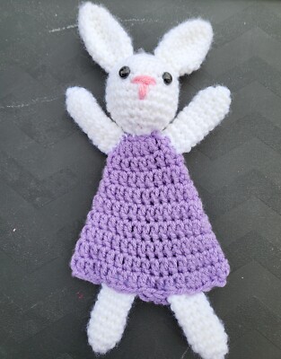 Handmade Crochet Ragdoll Rabbit with Purple Dress Ready to Ship | eBay