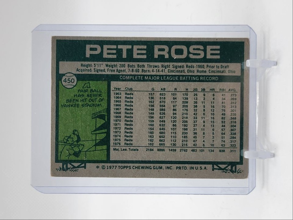 PETE ROSE 1 1977 TOPPS #450 N.L. ALL-STARS MLB BASEBALL REDS Q1809 | eBay