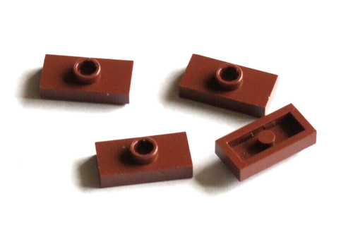 LEGO 4 Red Brown Plate Modified 1 x 2 with 1 Stud without Groove ...