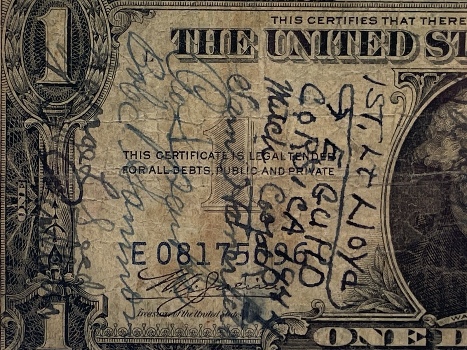 OWN WW2 History! 1935 $1 Bill “Short Snorter” USA Military Soldier’s ...