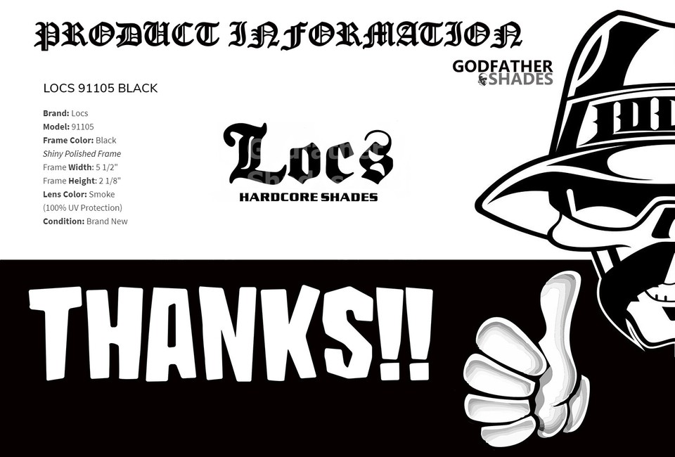 LOCS 91105 Black Sunglasses | Authentic Gangster FLAT TOP Cholo ...