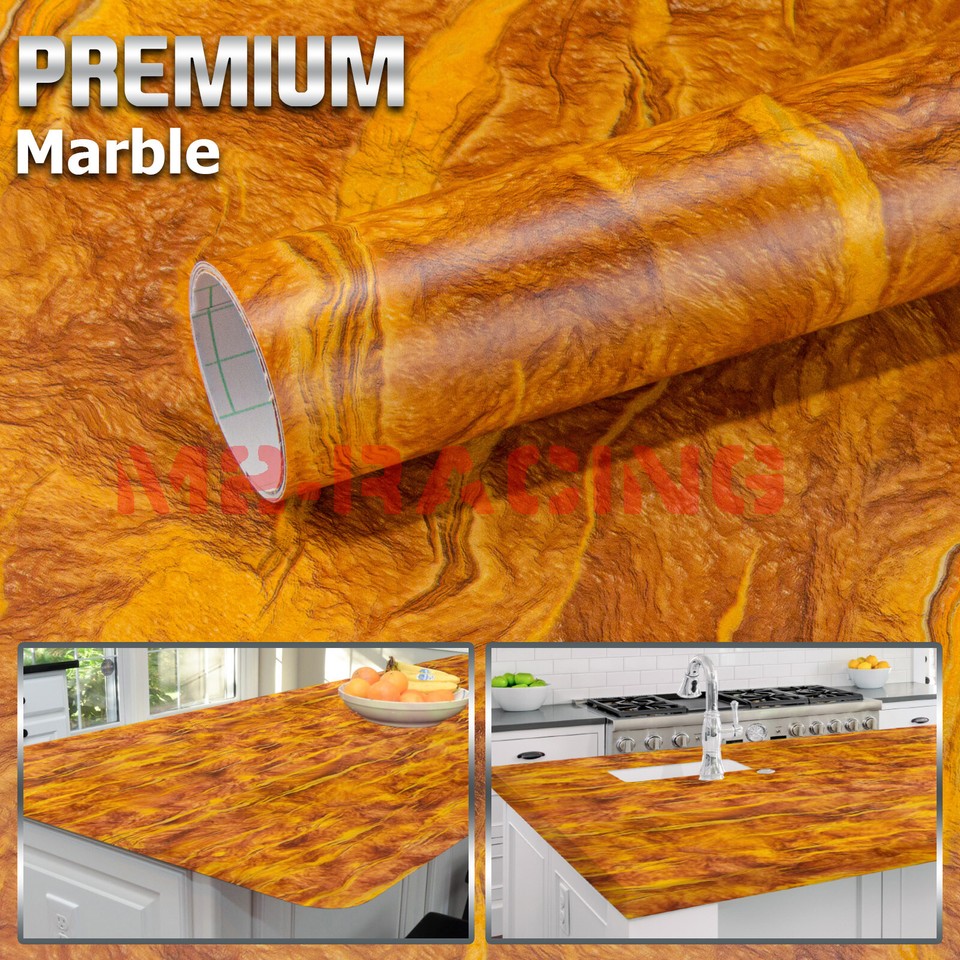 Gloss / Matte Marble Granite Style Vinyl Wrap Self Adhesive Counter Top ...