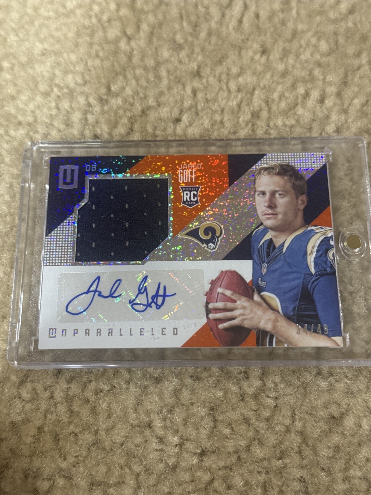 2016 Unparalleled Orange Jared Goff Jersey Autograph RC Serial 34/49 🔥🔥 ...