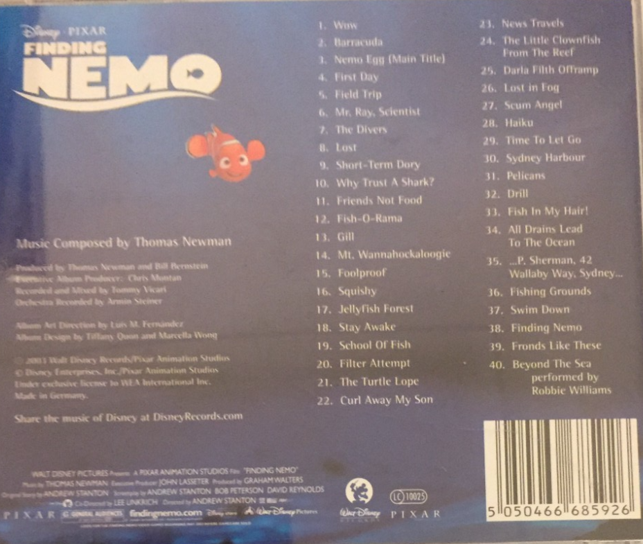 ORIGINAL SOUNDTRACK Finding Nemo CD ALBUM NEW - NOT SEALED ...