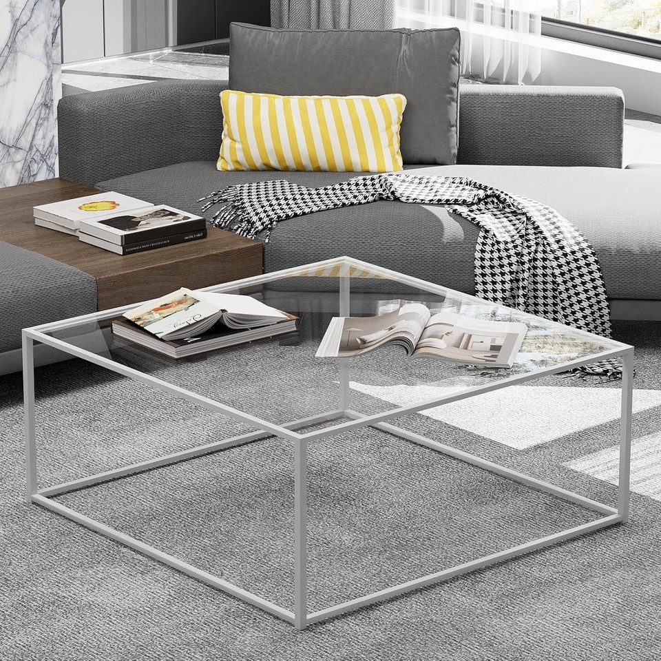 Glass Coffee Table Square for Small White | eBay