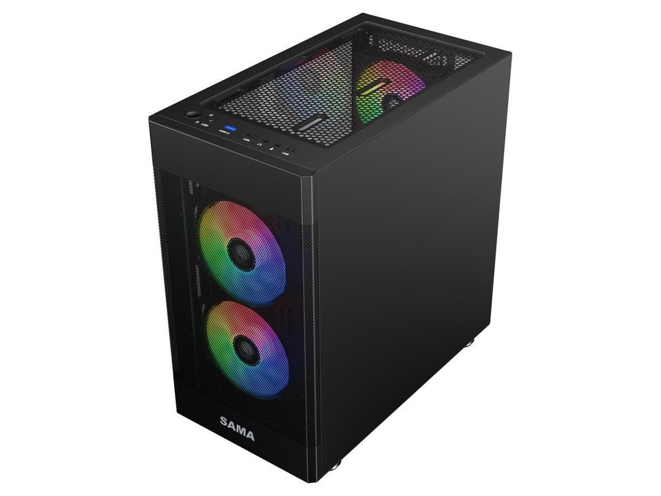 Sama ARGB Q5 Black Micro ATX Tower Gaming Computer Case, 3x120mm ARGB ...