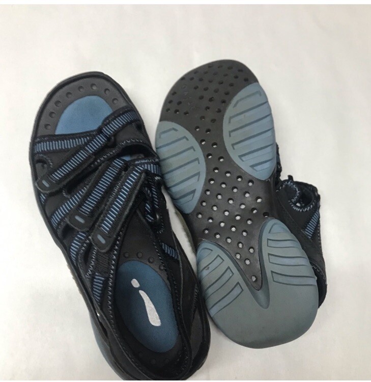 Clarks Privo 7 Sport Sandals Black Blue Adjustable Strap Flats | eBay