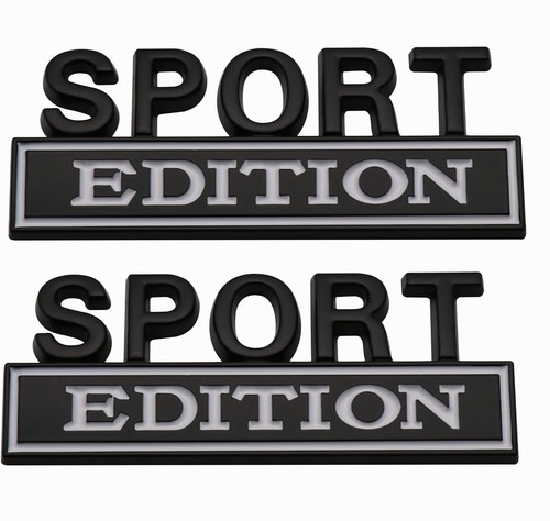 2X Chrome Metal SPORT Edition Logo Car Emblems Auto Badge 3D (Black ...