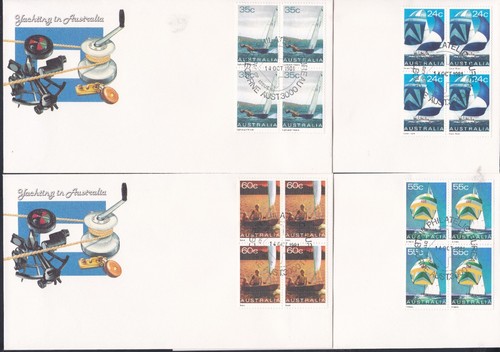 1981 YACHTING IN AUSTRALIA FULL SET DECIMAL STAMP BLOCKS 4 FIRST DAY ...