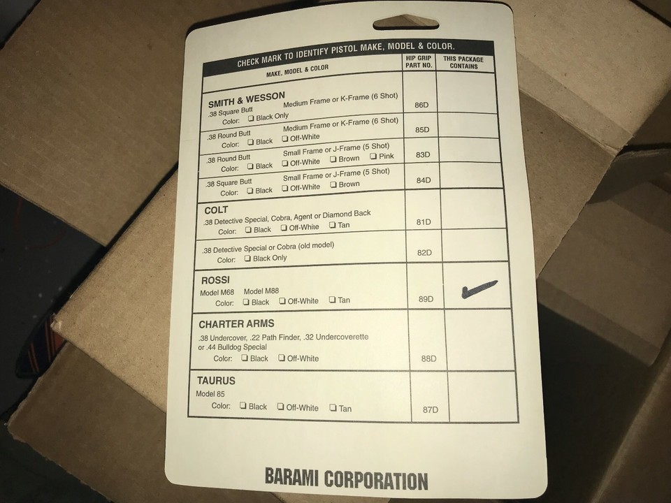 Barami Hip Grip Natural #89-D Rossi Model M68 M88 Pistol Handle Holster ...