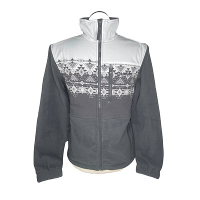 Hooey Men's Aztec Border Charcoal Grey & White Tech Fleece Jacket ...