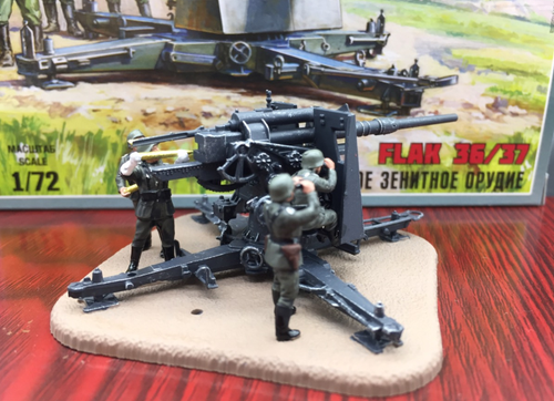 1/72 WWII German FLAK 36/37 Type 88mm Gun With 4 Soliders Plastic Model ...