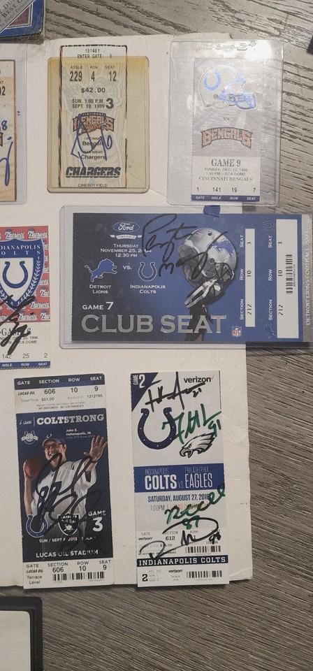 💥HUGE Manning COLTS LOT Signed IP Ticket Stub Rookie debut Season NFL ...