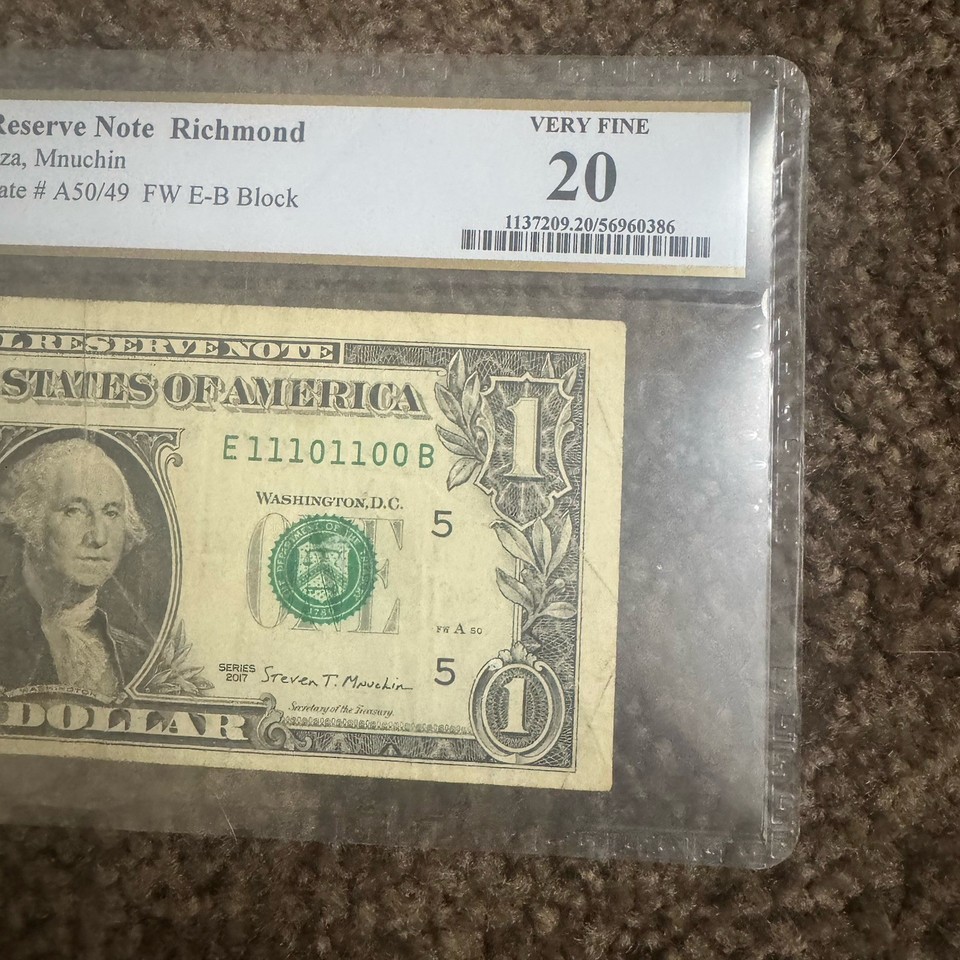 2017 $1 True Binary Note Graded PCGS 20 E11101100B | eBay