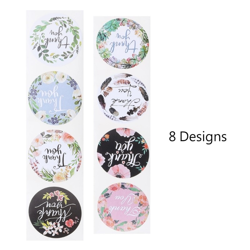 500pcs 4 Designs Floral Thank You Stickers Wedding Party Packaging Seal ...