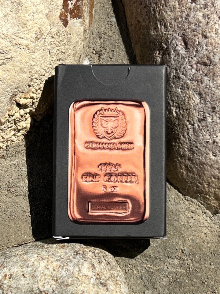 5 oz .9999 Copper Germania Mint Bullion Bar – Security Hologram Casted ...