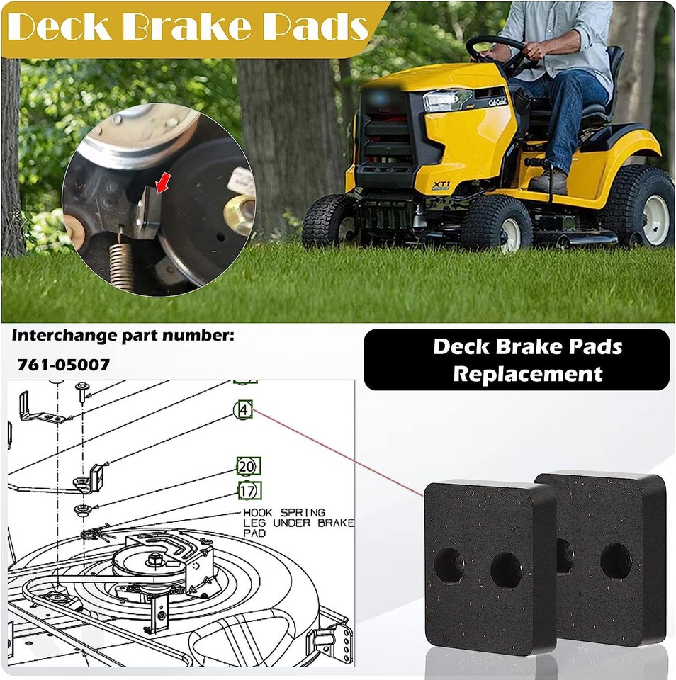 761-05007 Deck Brake Pad for MTD Troy Bilt Cub Cadet XT1-LT42 LT46, XT2 ...