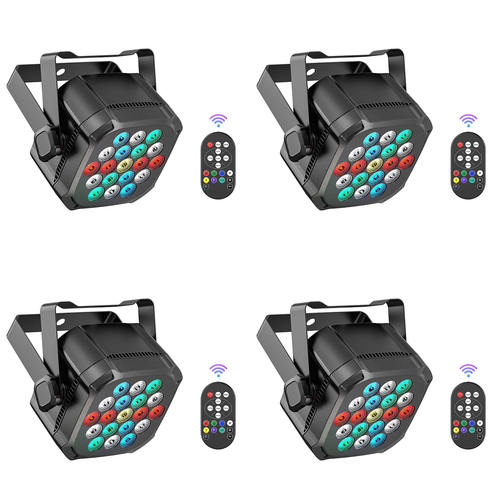 4PCS 19LED Par Lights RGBW DJ Light Remote DMX Sound Activated Auto ...