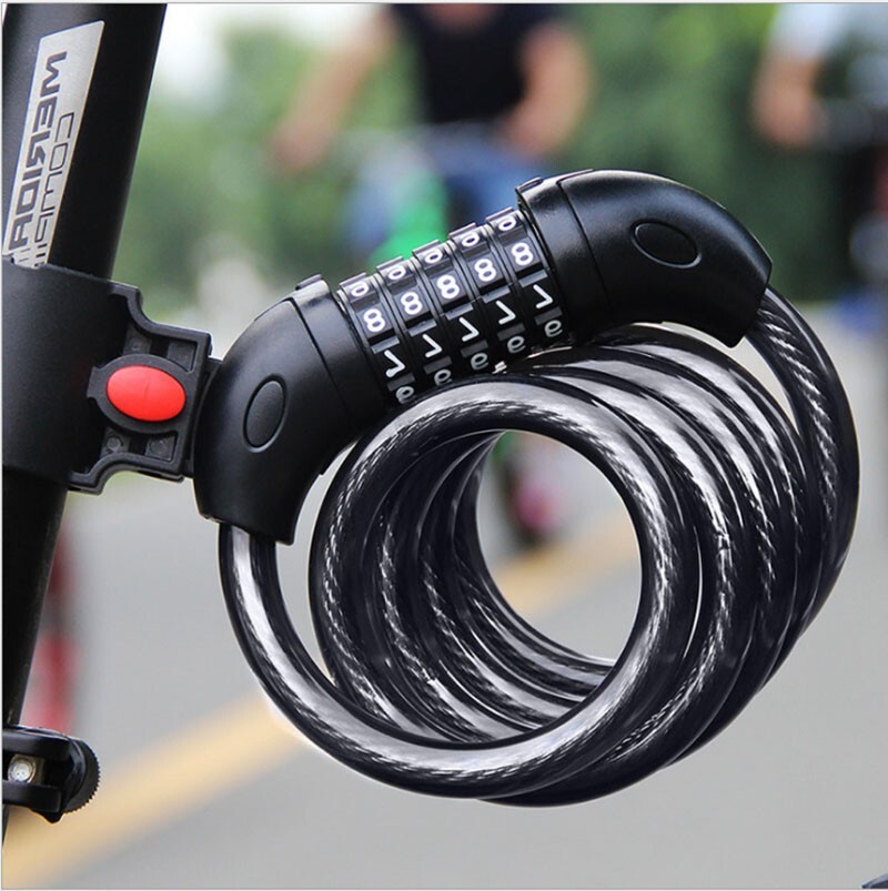 5 Digit Combination Password Bicycle Cable Chain Lock 40"x1/2" Bike ...