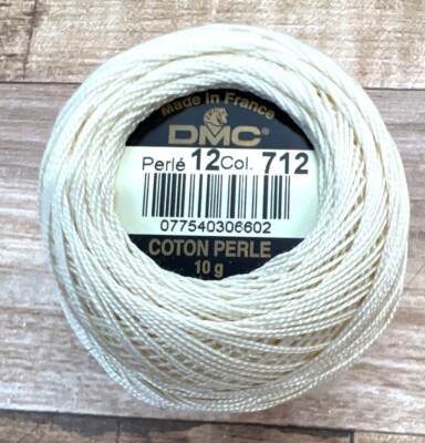 DMC Perle Cotton Thread Ball Size 12 Col.712 Cream 10g Fine Embroidery ...