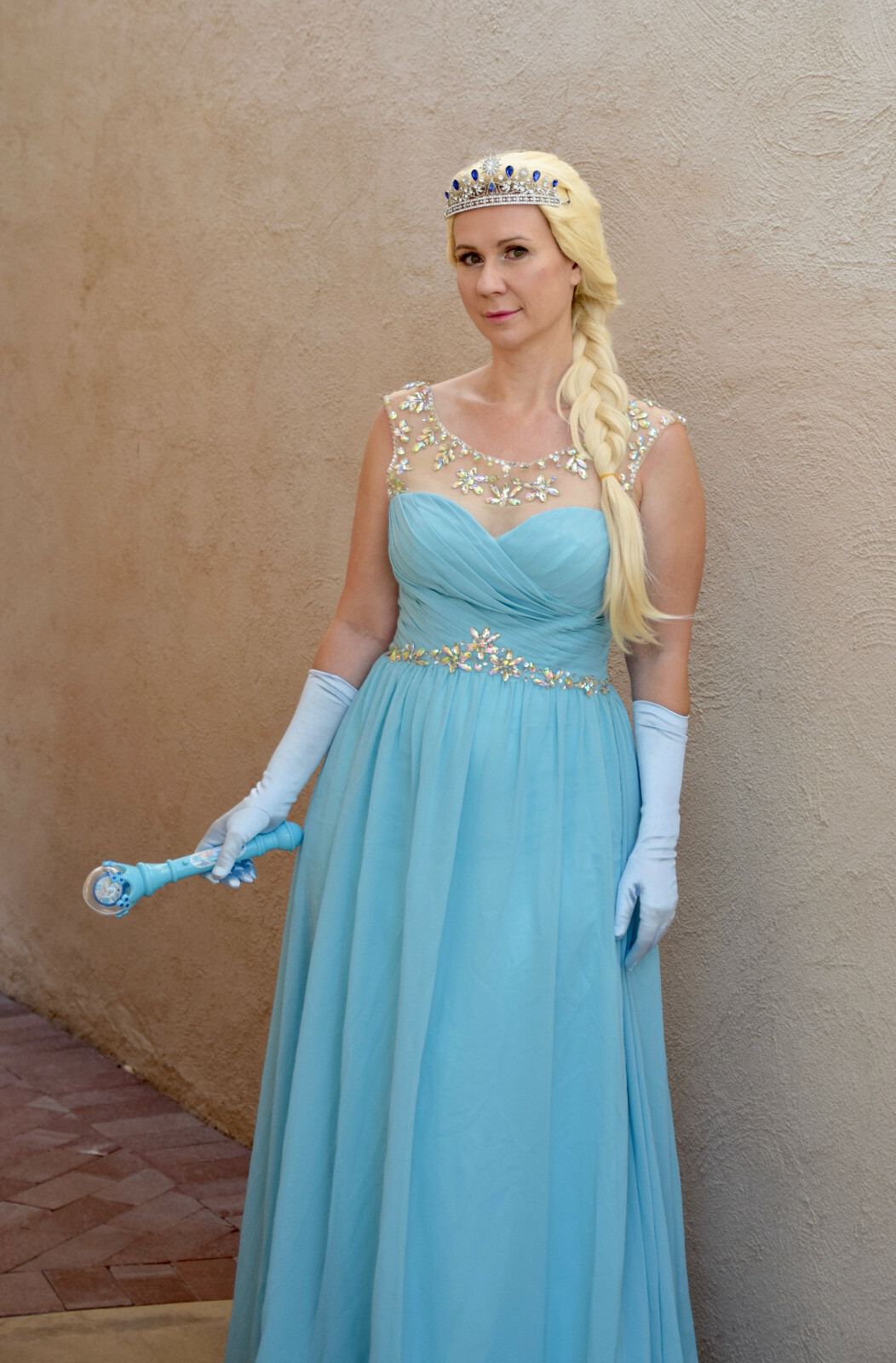 Ice Princess Costume Gown Dress Frozen Elsa Aqua Wig … - Gem