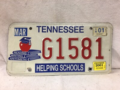 2001 Tennessee License Plate (Helping Schools) | eBay
