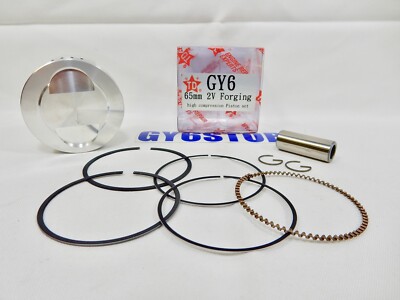 TAIDA 65mm HIGH COMPRESSION FORGED DOME PISTON & RINGS SET FOR GY6 *B ...